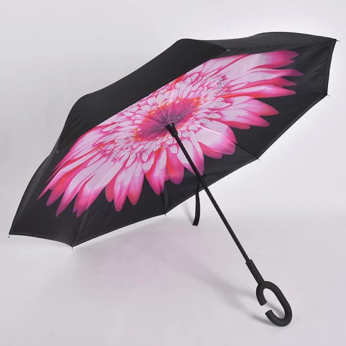 Customized Design Inside Inverted Reverse Umbrella Print Double Rain ...