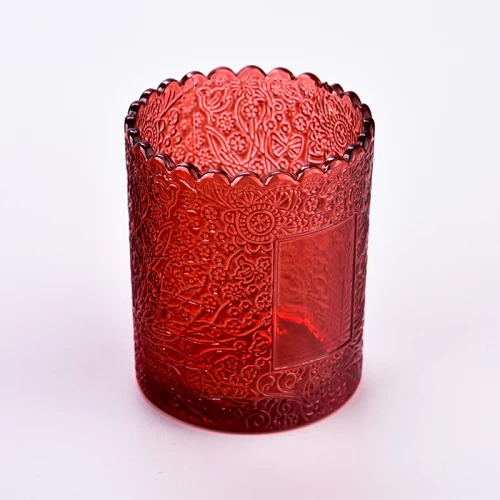 255ml red color glass candle holder for home deco,Sunny Glassware