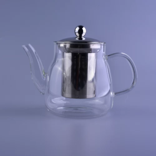 Customized pyrex glass teapot with stainless steel infuser