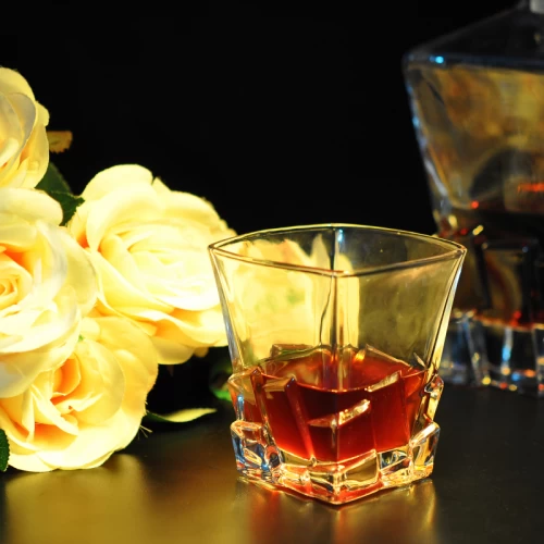 Embossed Square Rocks Glass, tumbler glass, www.okcandle.com