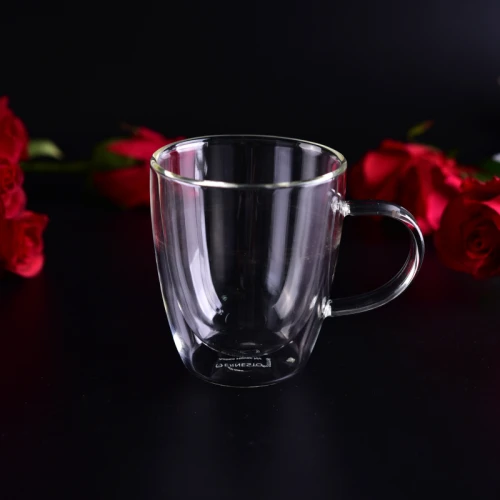 handle 10oz double wall borosilicate glass cup water glass on okcandle.com