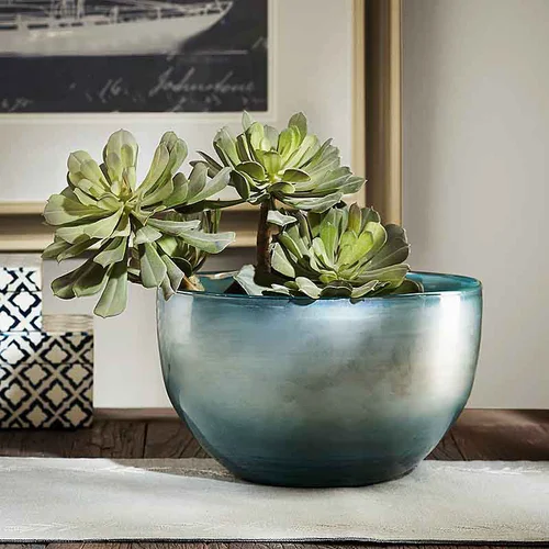 Glass bowl vase blue vases for wedding supplier