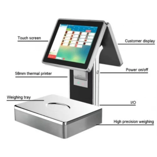 touch screen restaurant pos system with dual display