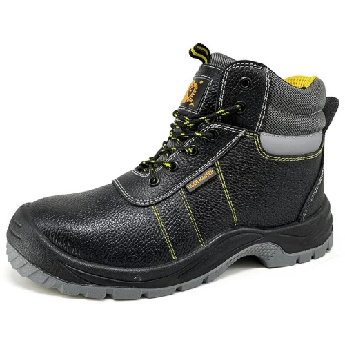 black leather pu sole steel toe anti static construction site labor ...