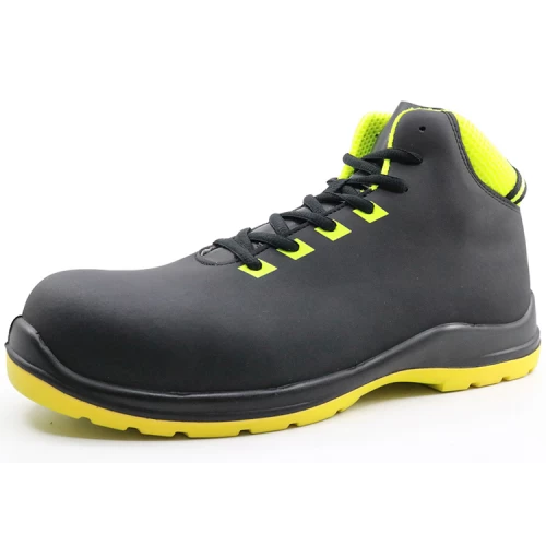 china black nubuck leather plastic toe cap workshop safety shoes